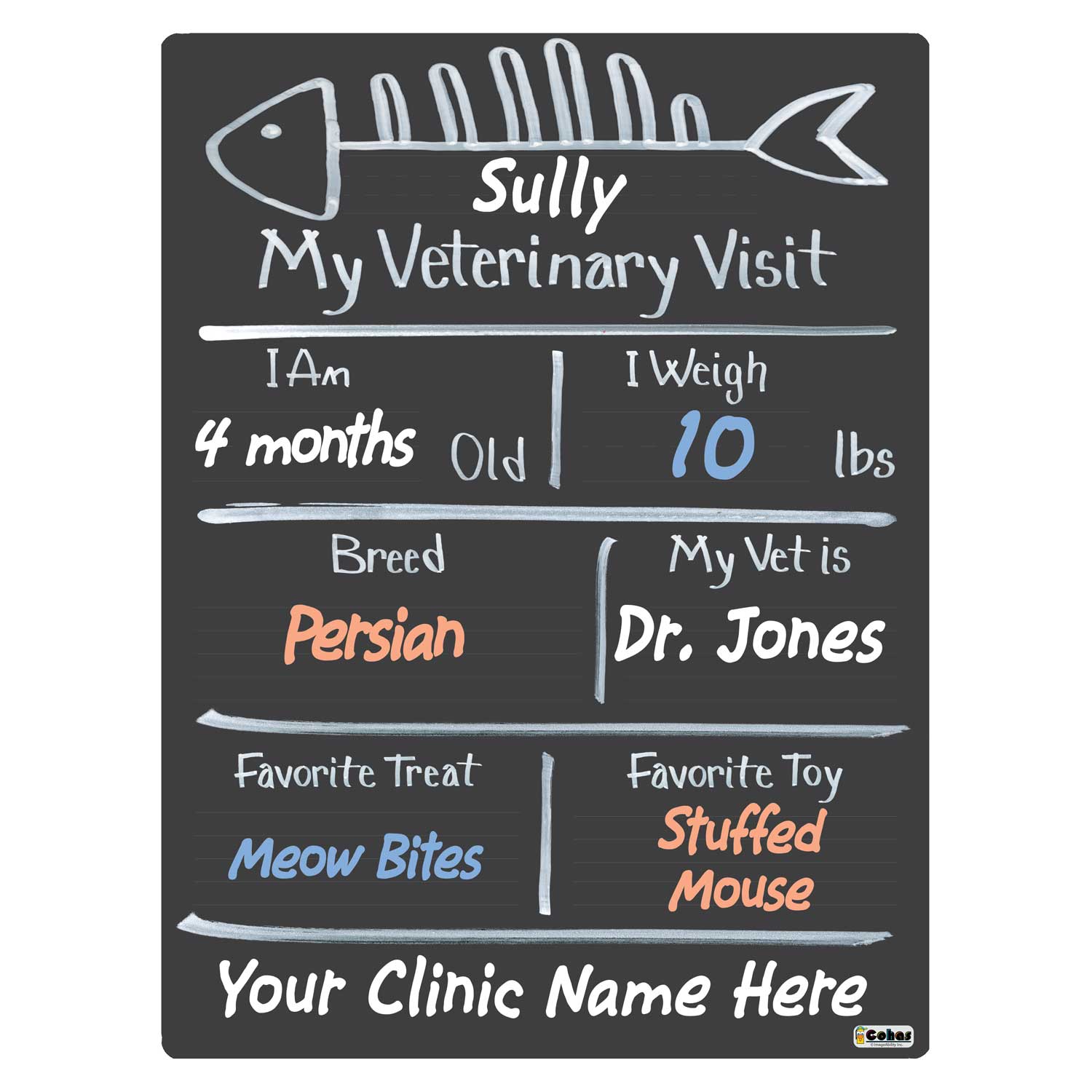 Vet Visit Milestone Boards for Cats in Animal Clinics, Hospitals, Vet ...
