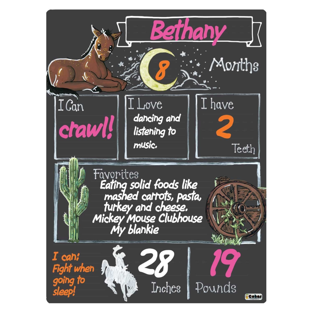 Baby Wild West Theme Monthly Milestone Boards for Photo Shoots