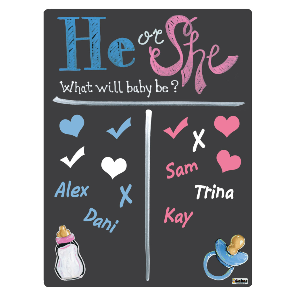 Basic Theme Baby Gender Reveal Voting Boards for Baby Announcements