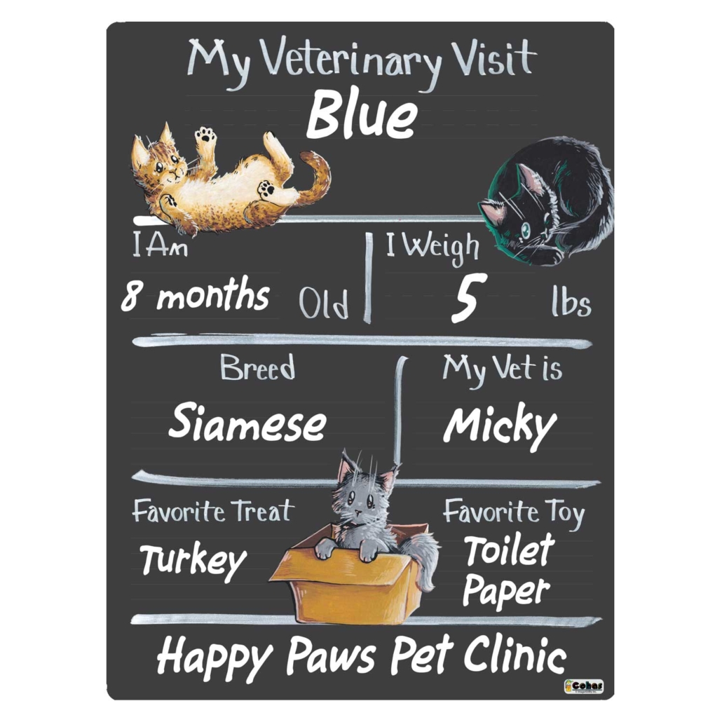Vet Visit Milestone Boards with Kittens in Clinics, Hospitals, Vet Offices