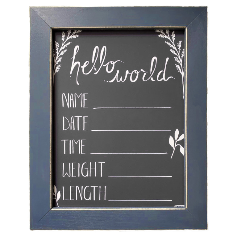 Baby Announcement Boards - Hello World Newborn Wood Chalkboards